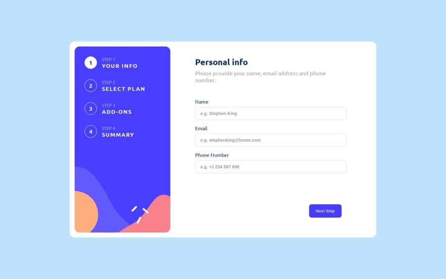Frontend Mentor Multistep Form Built With React And Scss Modules