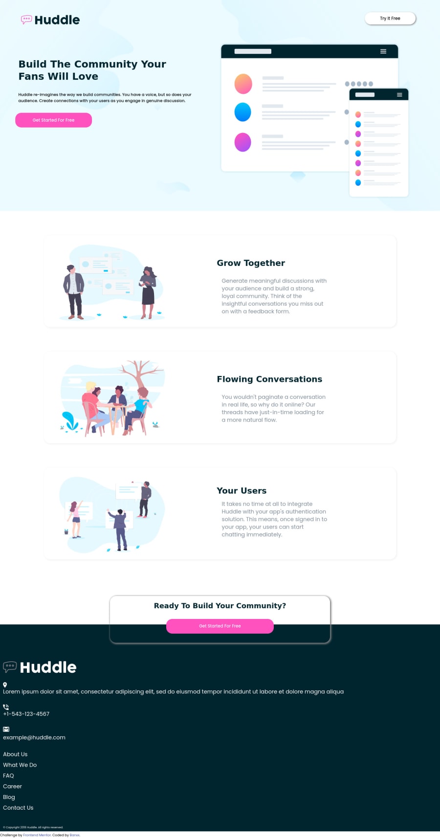 Frontend Mentor Huddle Landing Page Using Html And Css Flex Box