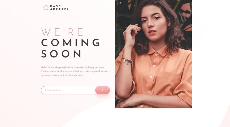 Frontend Mentor Base Apparel Coming Soon Page React And Tailwind