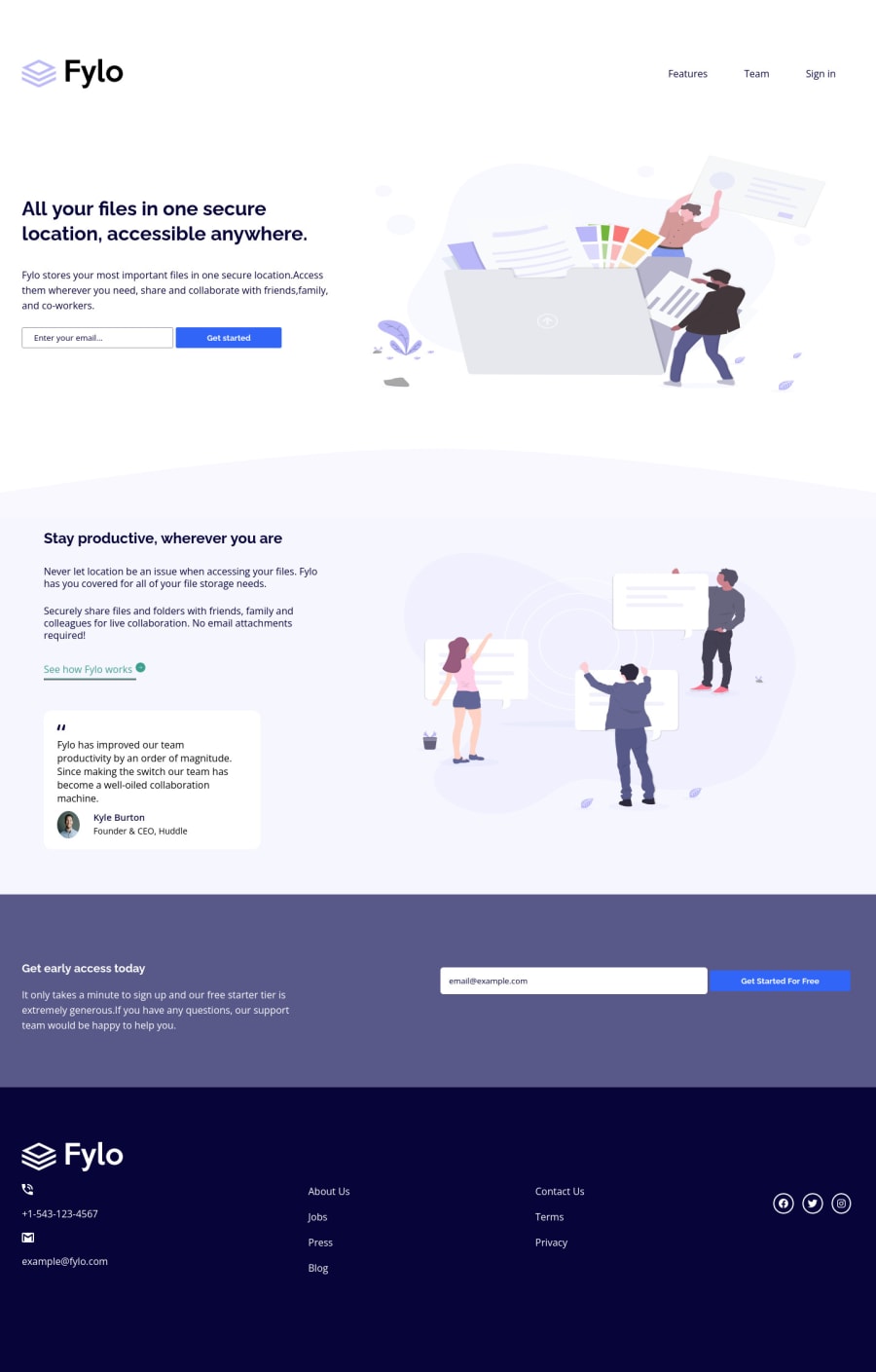 Frontend Mentor Fylo Landing Page With Two Column Layout Coding