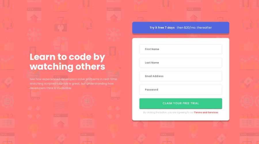 Frontend Mentor Intro Component With Sign Up Form With Html Css And Javascript Coding