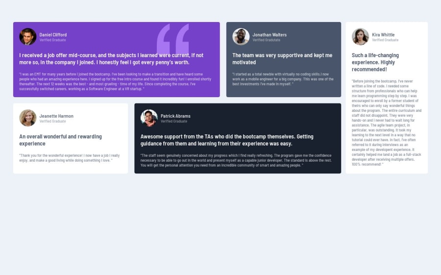 Frontend Mentor Testimonial Challenge Using Flexbox Coding Challenge