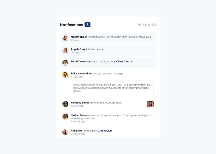 Frontend Mentor Notification Page Using Html Css Js Coding Challenge Solution