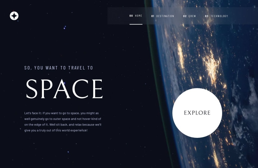 Frontend Mentor Space Tourism Using React Component Coding Challenge