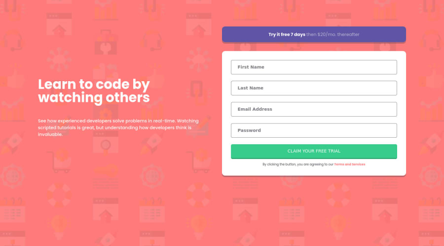 Frontend Mentor Intro Component With Sign Up Form Using Flexbox