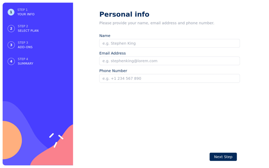 Frontend Mentor Multi Step Form Using React Coding Challenge Solution