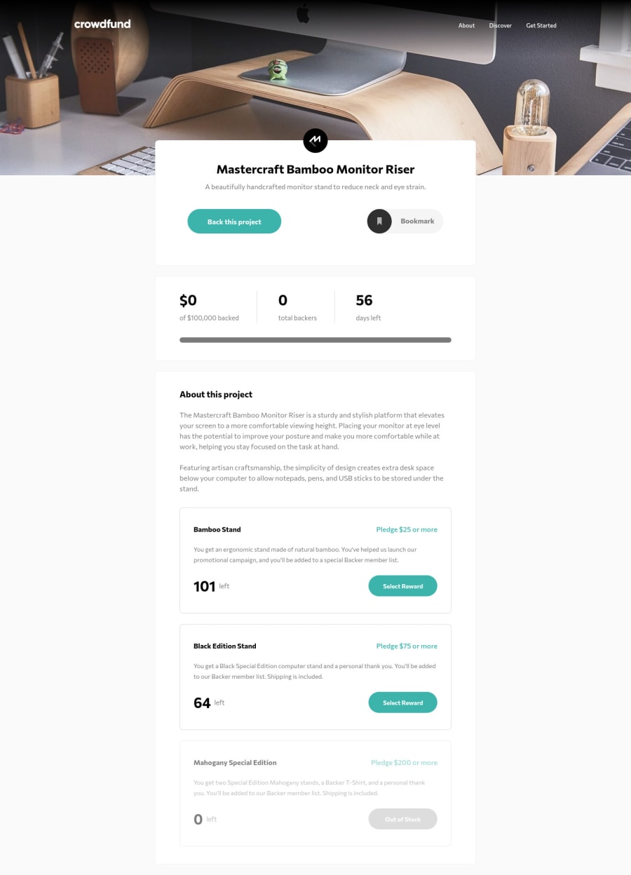 Frontend Mentor Crowdfunding Product Page Html Css Js Coding Challenge Solution