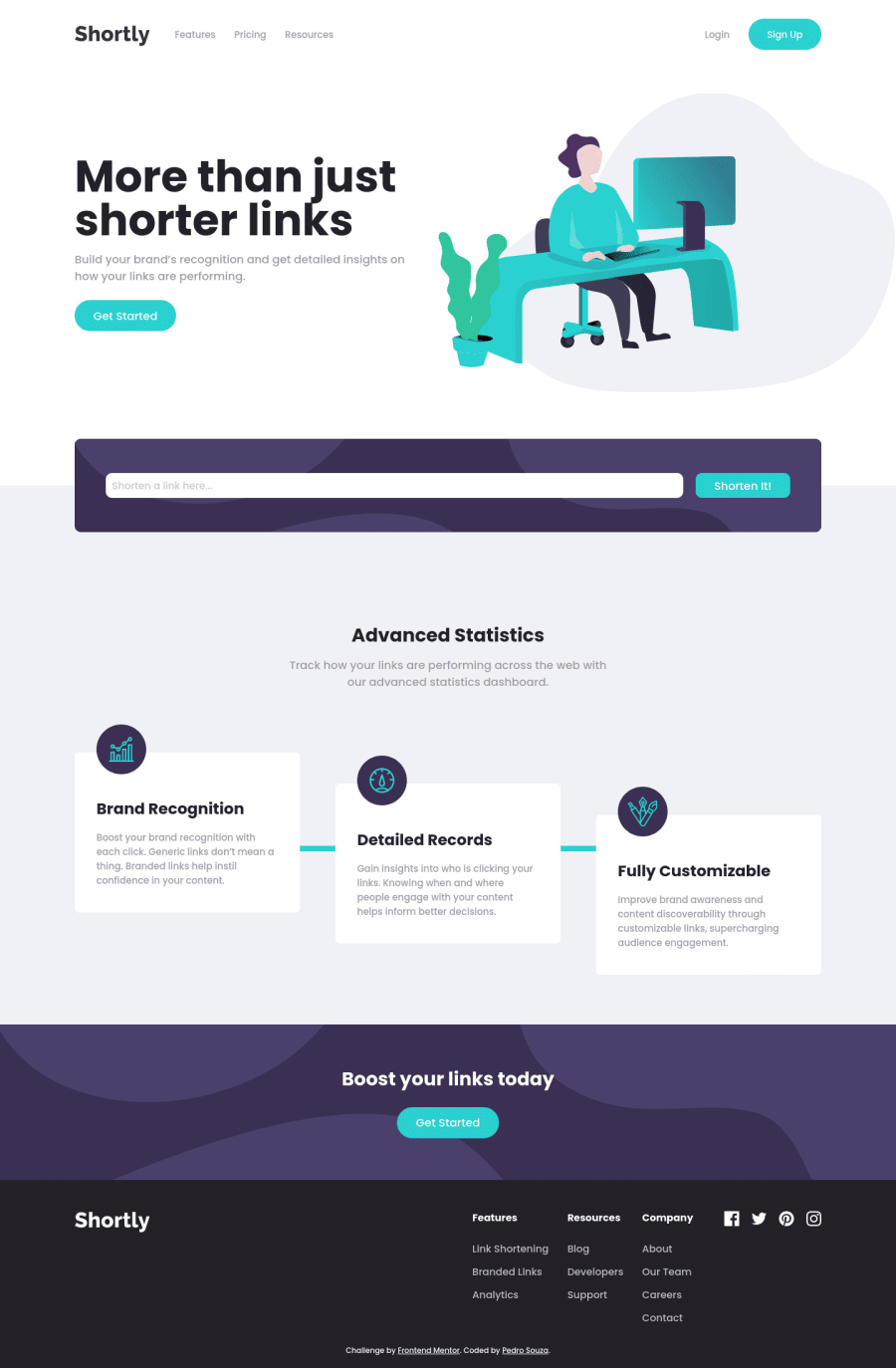 Frontend Mentor Responsive Url Shortening Page With Vanilla Html Css And Javascript Coding