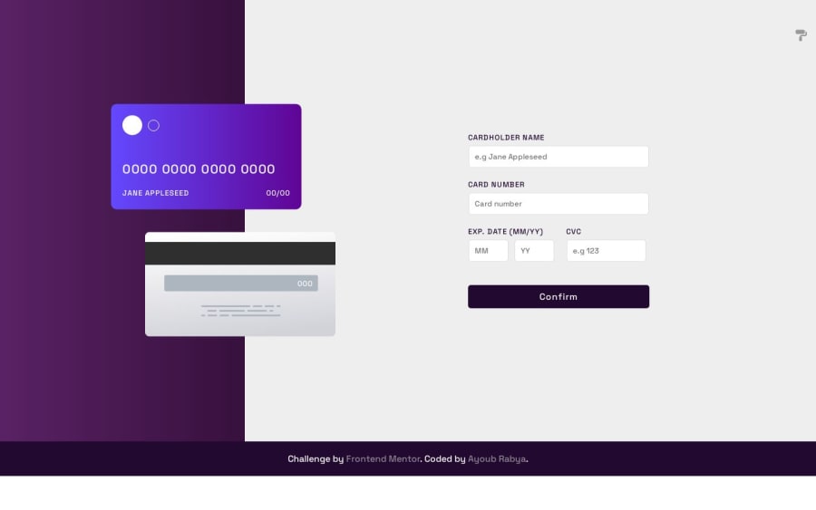 Frontend Mentor Interactive Card Details Form Coding Challenge Solution