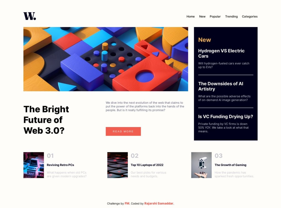 Frontend Mentor Responsive News Homepage Solution Using React And
