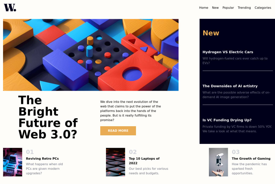 Frontend Mentor Homepage News With React And Tailwindcss Coding Challenge Solution