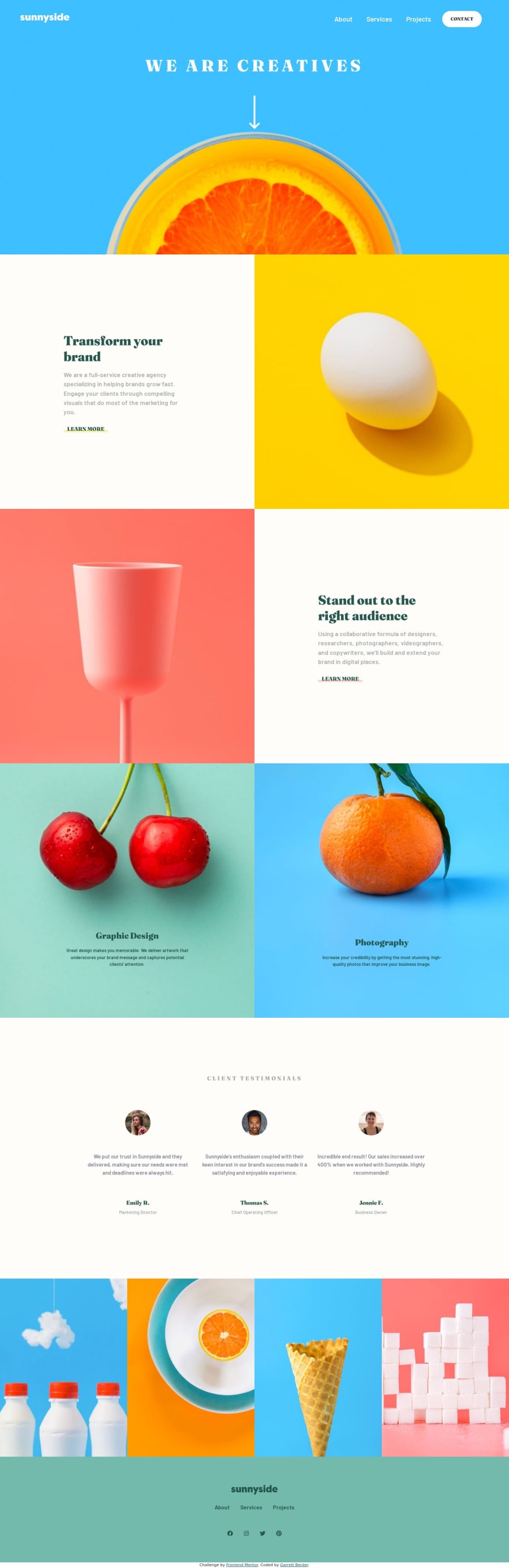 Frontend Mentor Sunnyside Landing Page With Next Sass Coding