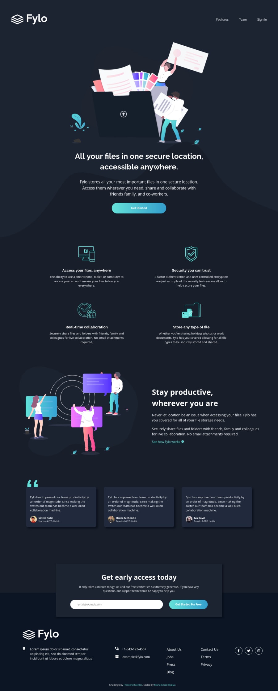 Frontend Mentor Fylo Dark Theme Landing Page With Html And Css Coding Challenge Solution