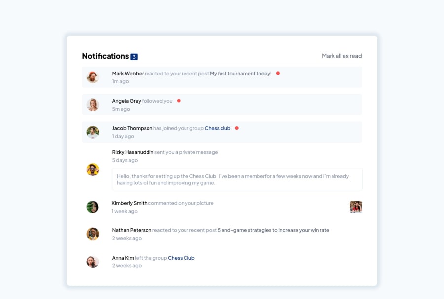 Frontend Mentor Notifications Page Main Using Html Css And Js Coding Challenge Solution