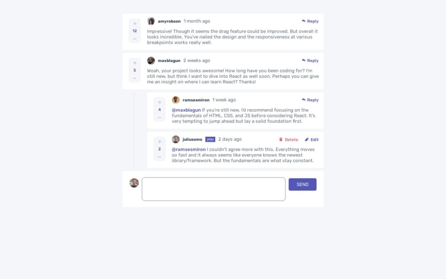 Frontend Mentor Interactive Comments Section Using Angular With