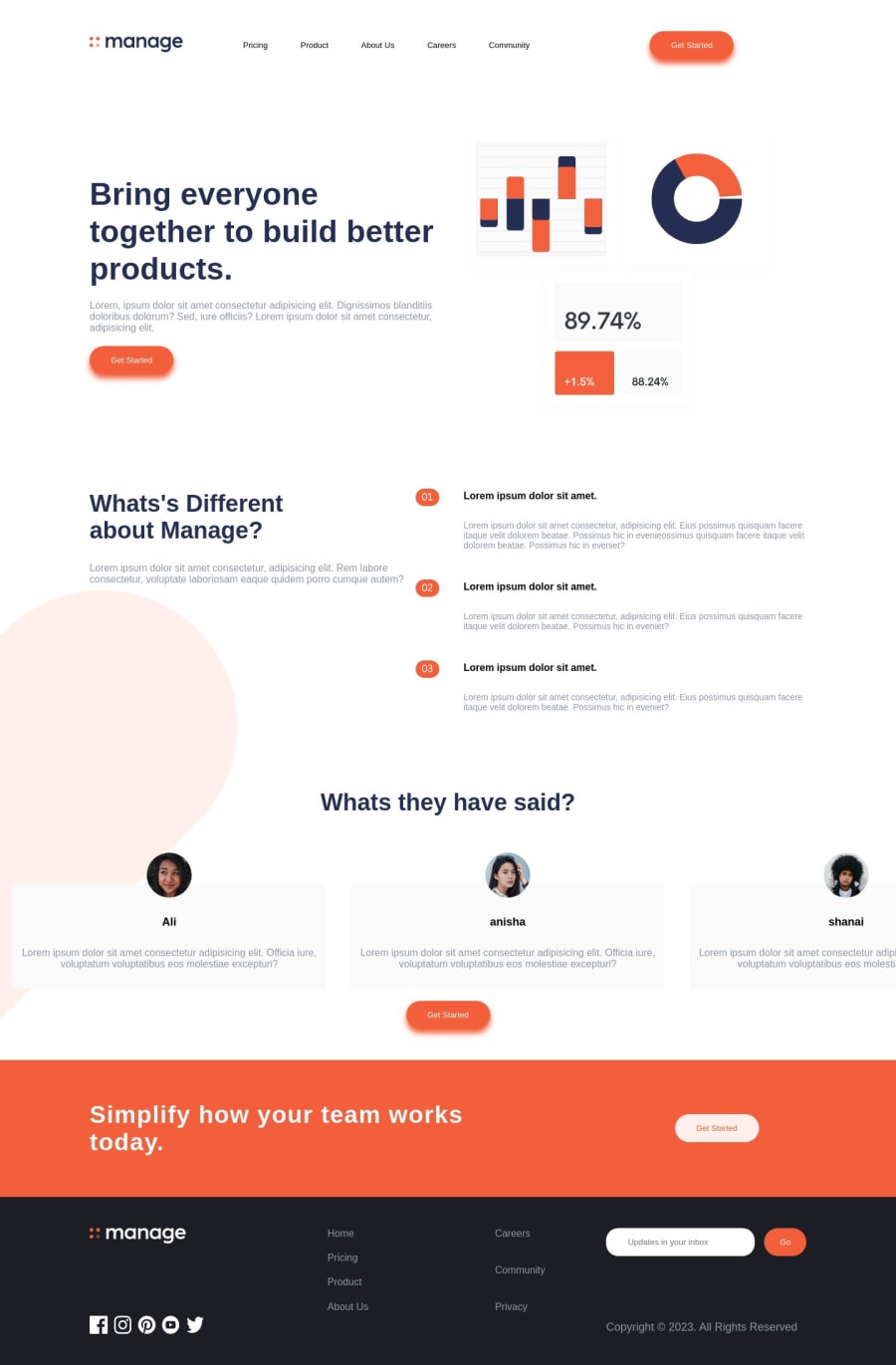Frontend Mentor Manage Landing Page Coding Challenge Solution