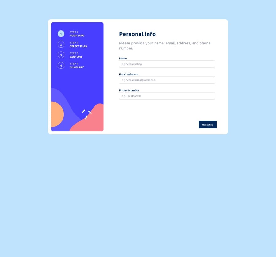 Frontend Mentor | Multi-step-form using React and Yup, useForm hook ... Frontend Mentor | Multi-step-form using React and Yup, useForm hook ...