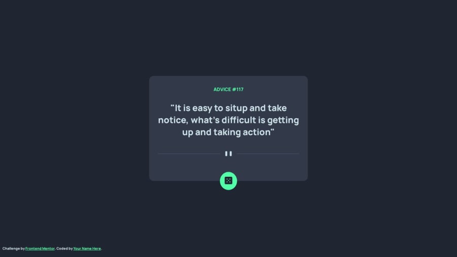 Frontend Mentor Advice Generator Using Javascript Fetch Api Coding Challenge Solution