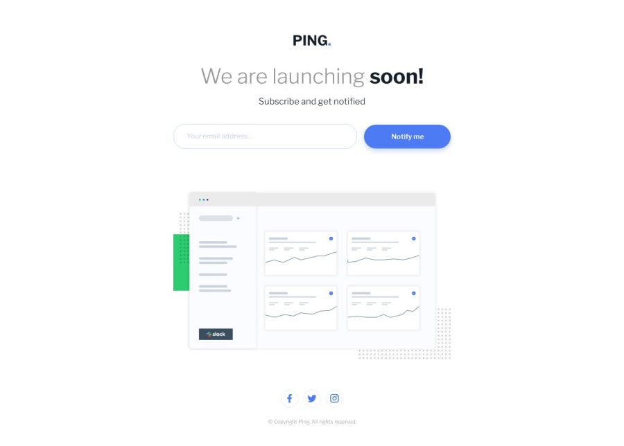 Frontend Mentor Responsive Ping Single Column Coming Soon Page Using Html Css And Js Coding