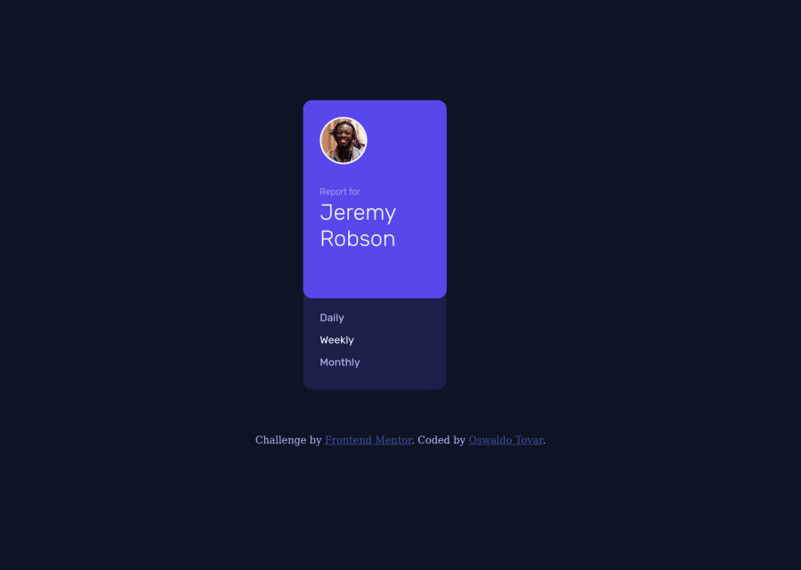 Frontend Mentor Time Tracking Dashboard Main Coding Challenge Solution