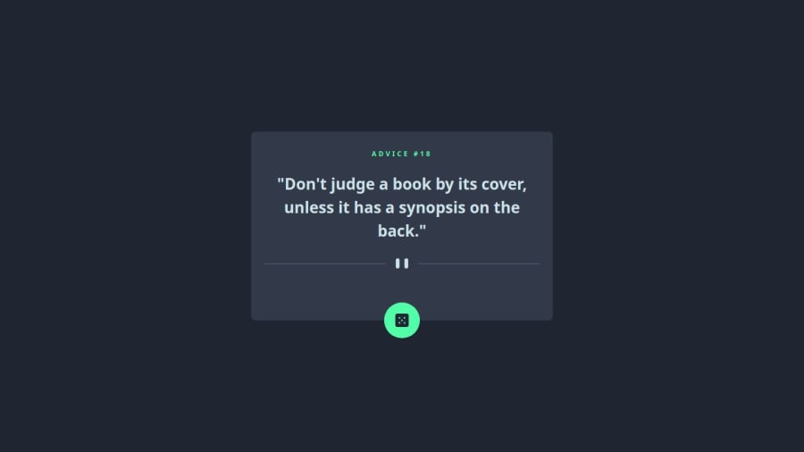 Frontend Mentor Advice Generator App Using Tailwindcss And Js Coding