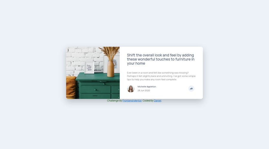 Frontend Mentor Article Preview Component Completed Using Sass Scss Js Html Coding Challenge