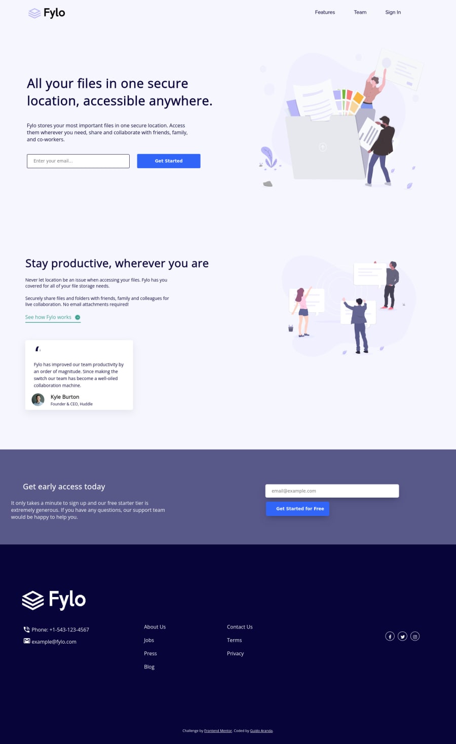 Frontend Mentor Fylo Landing Page Guido Html Css Only Coding Challenge Solution