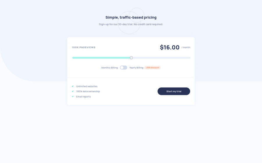 Frontend Mentor Interactive Pricing Component Coding Challenge Solution