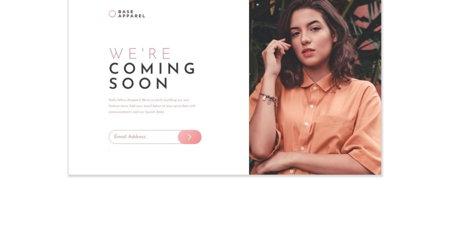 Frontend Mentor Responsive Mobile First Base Apparel Coming Soon
