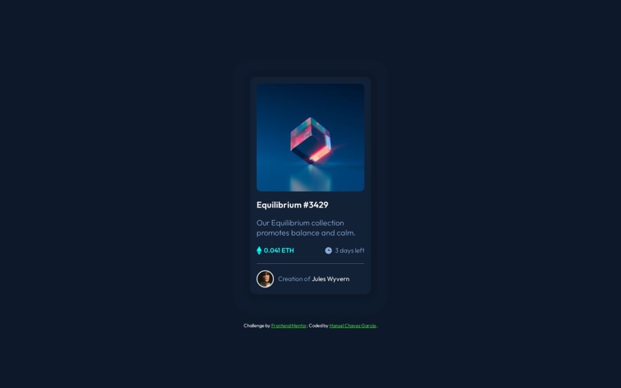 Frontend Mentor Nft Card Html Css Coding Challenge Solution