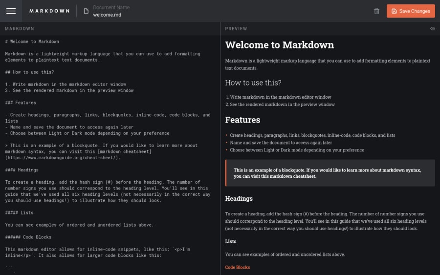 Frontend Mentor In Browser Markdown Editor Reactjs Tailwindcss Coding Challenge Solution