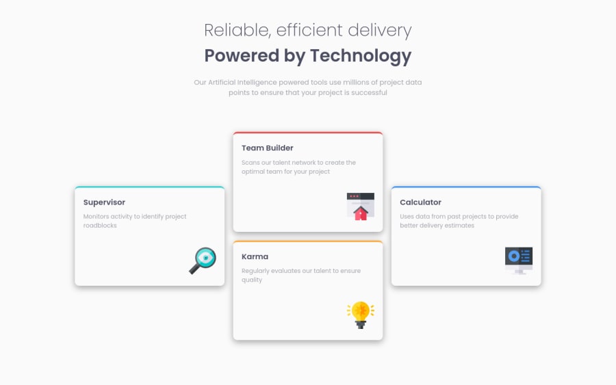 Frontend Mentor Responsive Four Cards In React With Flexbox Staggered Animations Coding