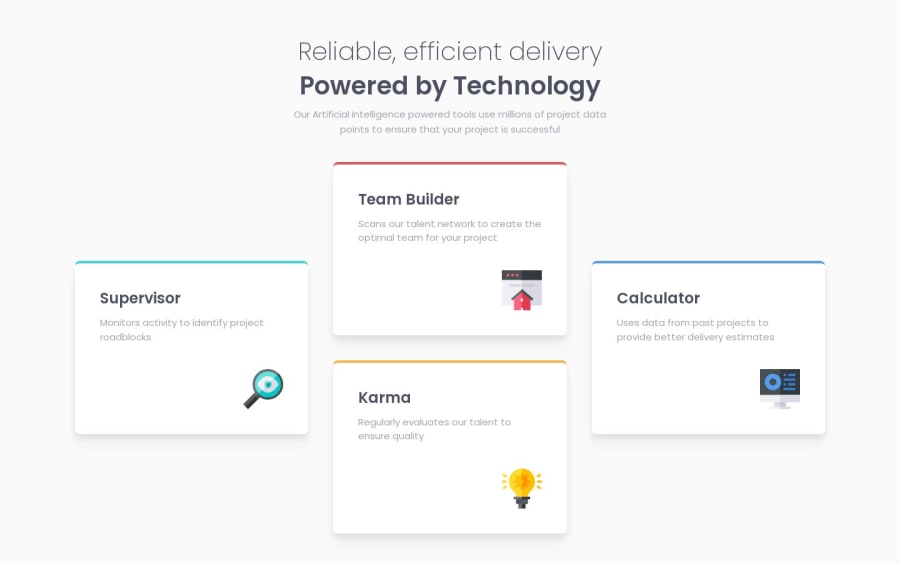 Frontend Mentor Four Card Feature Section Solution Css Grid Coding