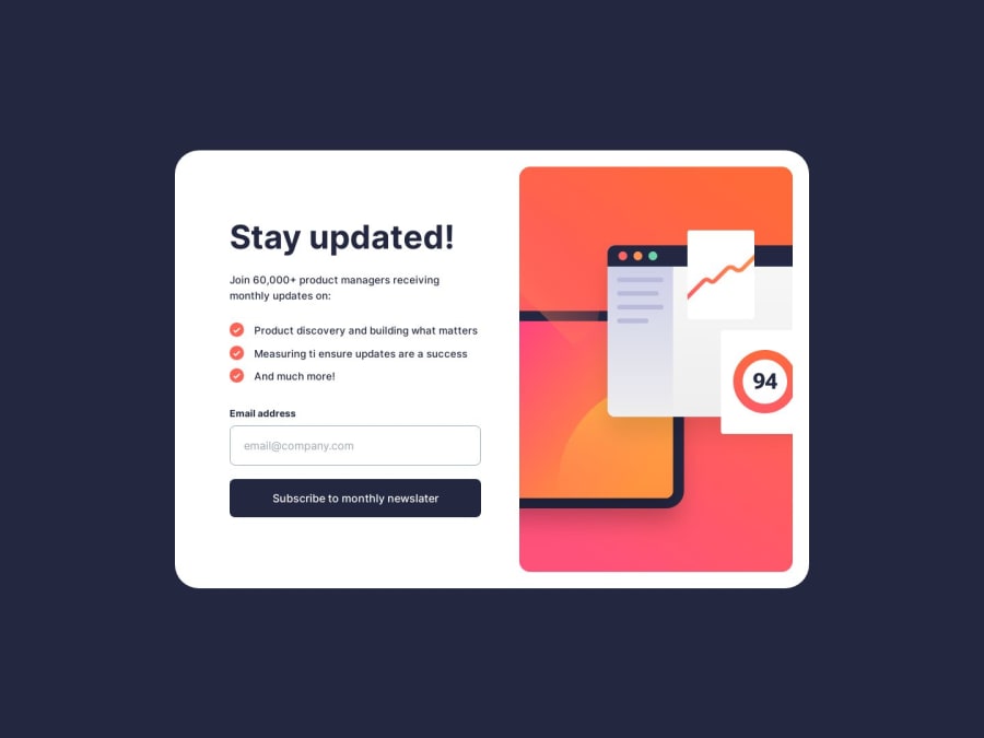 Frontend Mentor Newsletter Sign Up Form With Success Message Using