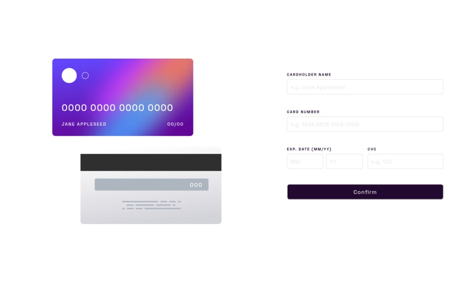 Frontend Mentor Interactive Card Details Form Using Css Flex Grid