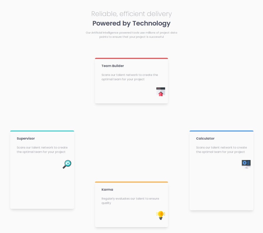 Frontend Mentor Four Card Display Using Tailwindcss Coding Challenge
