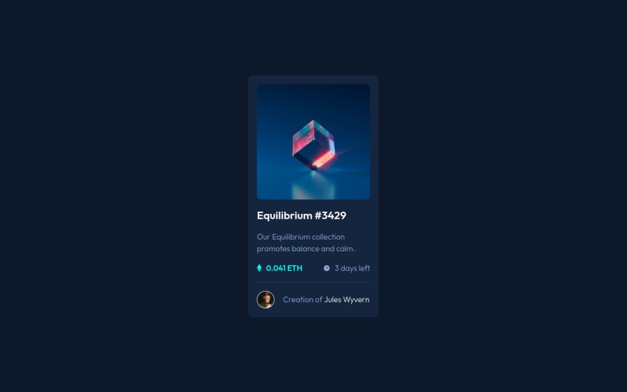 Frontend Mentor Responsive Nft Card Using Flexbox And Grid Coding