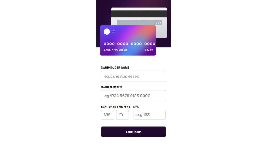Frontend Mentor | Interactive Card Details Form coding challenge solution Frontend Mentor | Interactive Card Details Form coding challenge solution