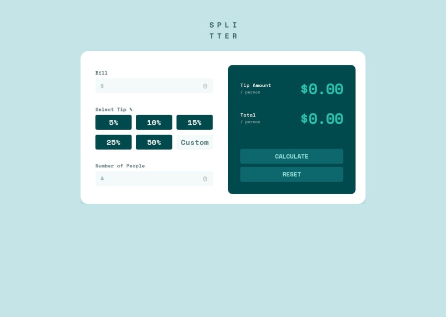 Frontend Mentor Responsive Tip Calculator App Using Css Gridsflexboxes And Javascript Coding