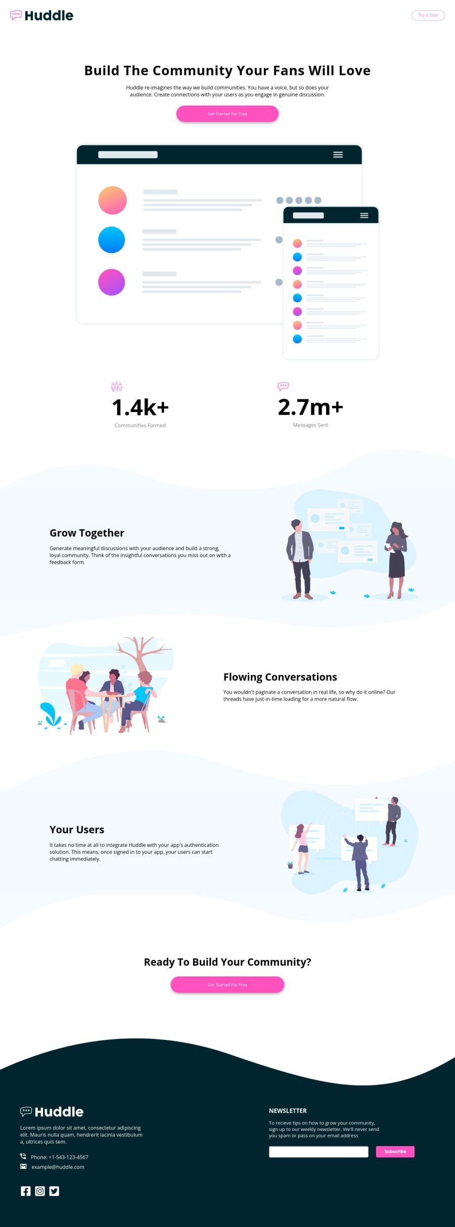 Frontend Mentor Html Css Huddle Landing Page With Curved Sections Coding Challenge Solution