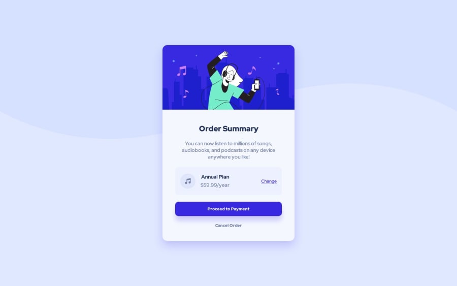 Frontend Mentor Responsive Order Summary Component With Just Html And Css Coding Challenge