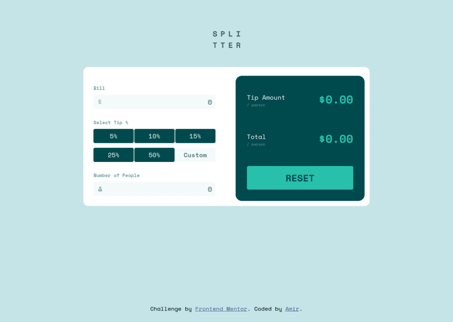 Frontend Mentor Tip Calculator Using Html Cssflexbox And Js Coding Challenge Solution