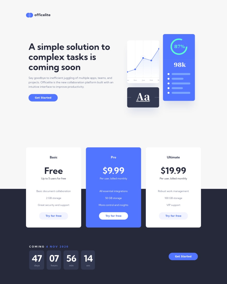 Frontend Mentor Responsive Officelite Coming Soon Site Challenge