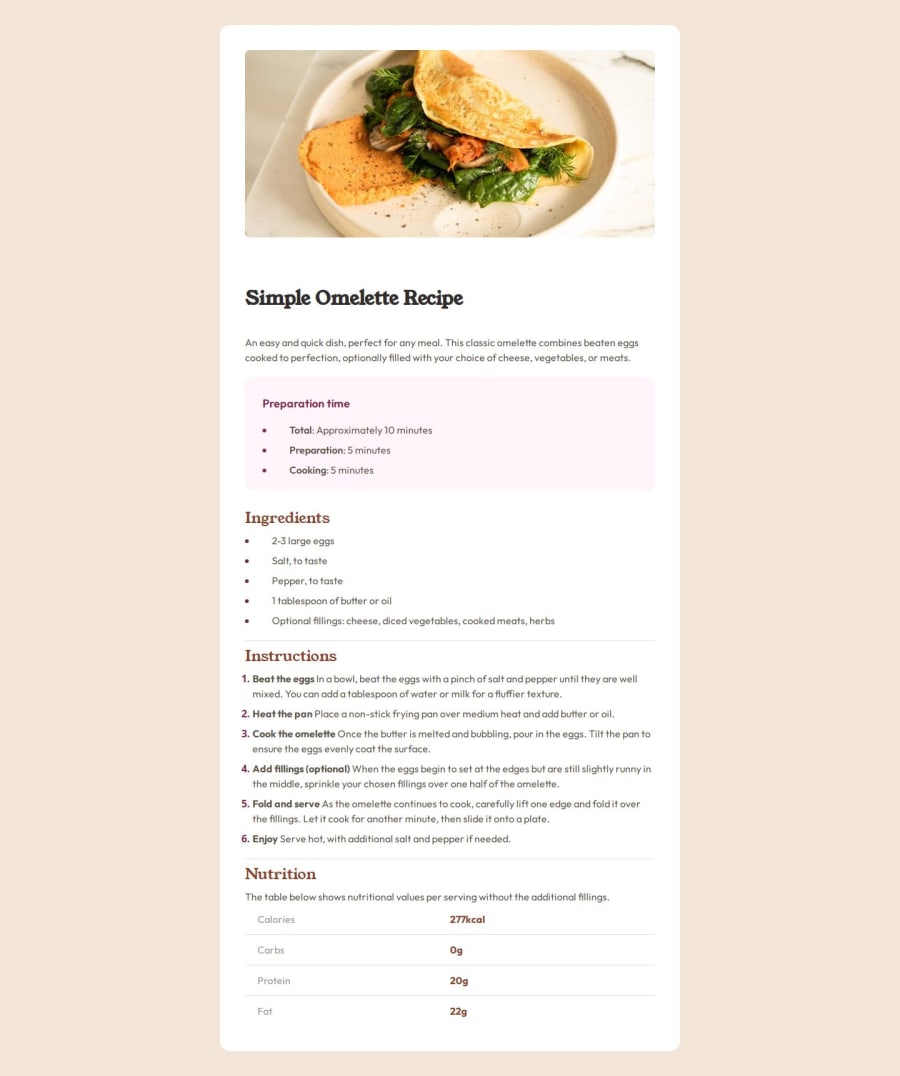Frontend Mentor Recipe Svelte And Tailwindcss Coding Challenge Solution