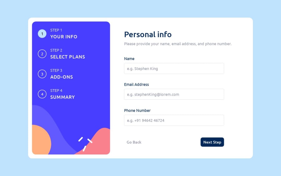 Frontend Mentor Multi Step Form Using React Coding Challenge Solution