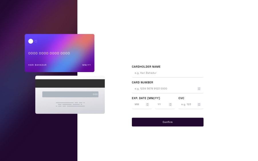 Frontend Mentor Interactive Card Details Form Using Reactjs Coding Challenge Solution
