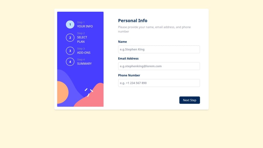 Frontend Mentor | MultiStep form using react and tailwind css coding ... Frontend Mentor | MultiStep form using react and tailwind css coding ...