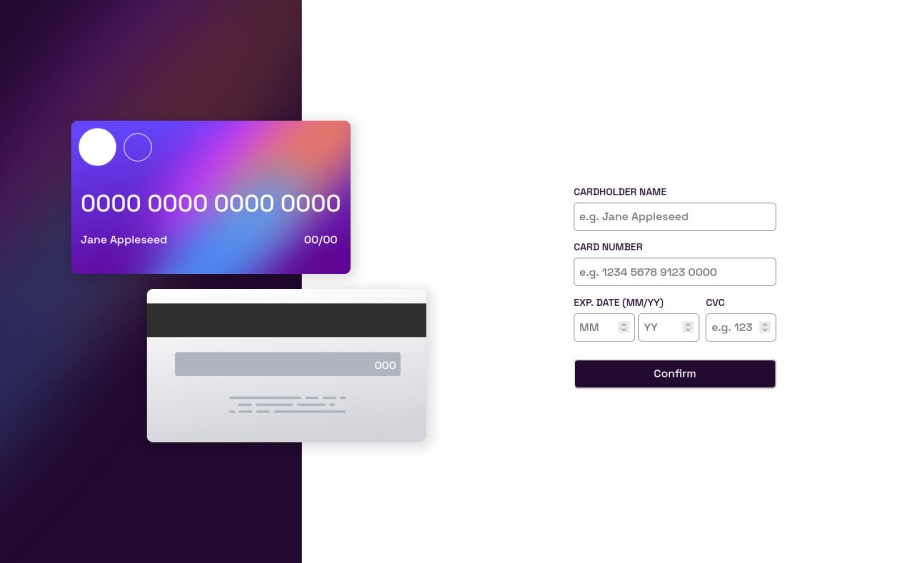 Frontend Mentor | Card-Details-Form With Jquery coding challenge solution