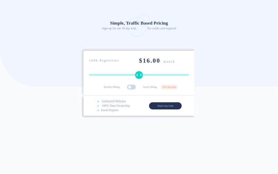 Frontend Mentor Interactive Pricing Component With Html Css Only