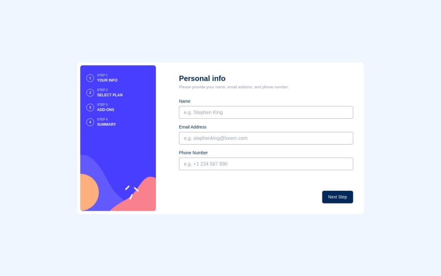 Frontend Mentor Multi Step Form Using Reactjs And Pure Css Coding
